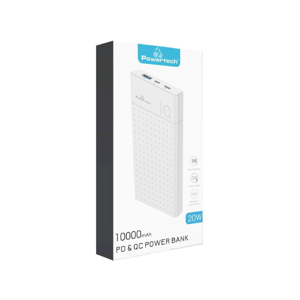 Powertech PT-1002 Power Bank 10000mAh 20W με Θύρα USB-A και Θύρα USB-C ...