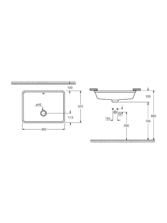 Grohe Cube 3948000H Υποκαθήμενος Νιπτήρας Κεραμικός 49x37cm Μπεζ ...
