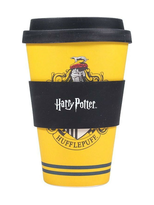 Half Moon Bay Harry Potter-Hufflepuff Κούπα Μπαμπού με Καπάκι Κίτρινη ...