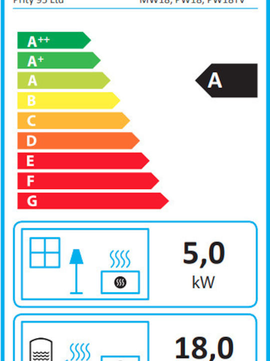 Prity M W18 Ενεργειακό Τζάκι Ξύλου Καλοριφέρ 23kW Ίσιο με Ανοιγόμενη Πόρτα Ανοιχτού Δοχείου ...