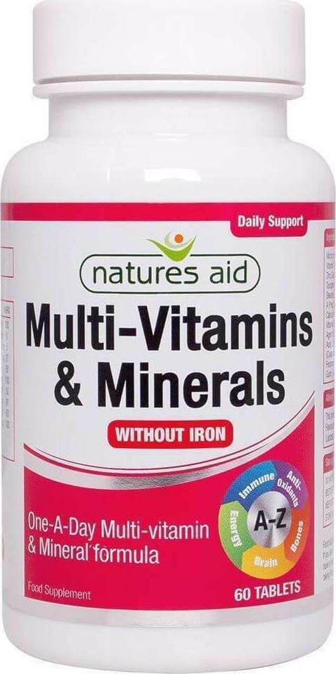 Natures Aid Multi-Vitamins & Minerals Iron-Free 60 ταμπλέτες | Skroutz.gr