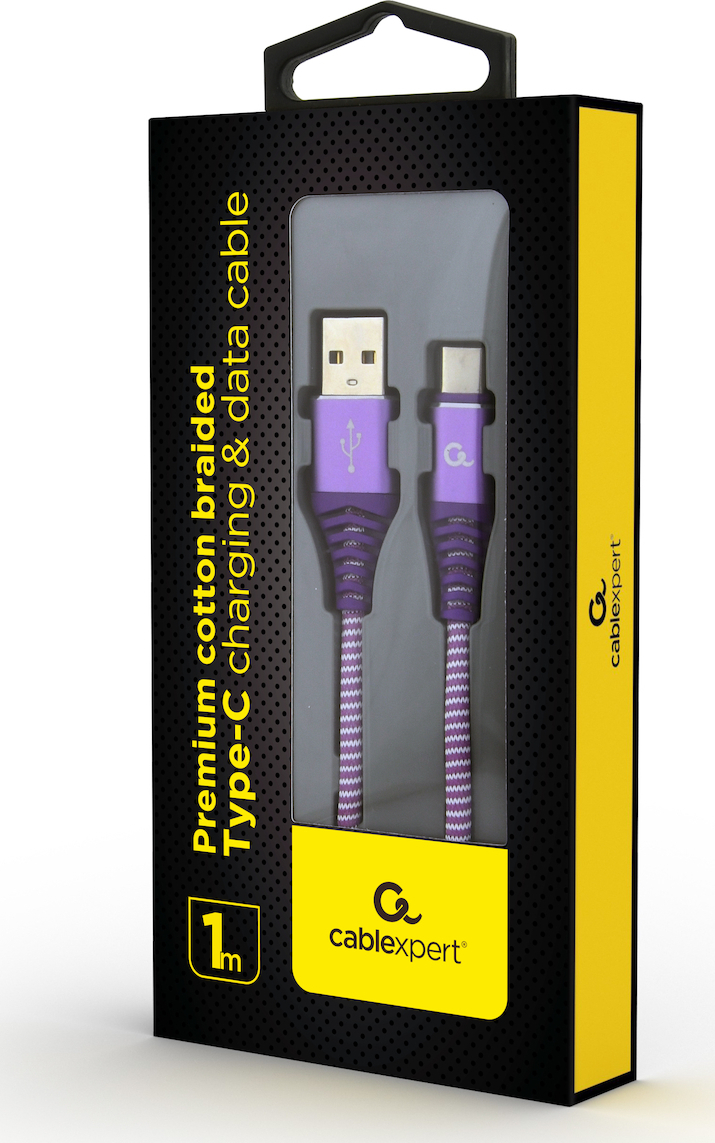 Cablexpert Braided USB 2.0 Cable USB-C male - USB-A male Μωβ 1m (CC ...
