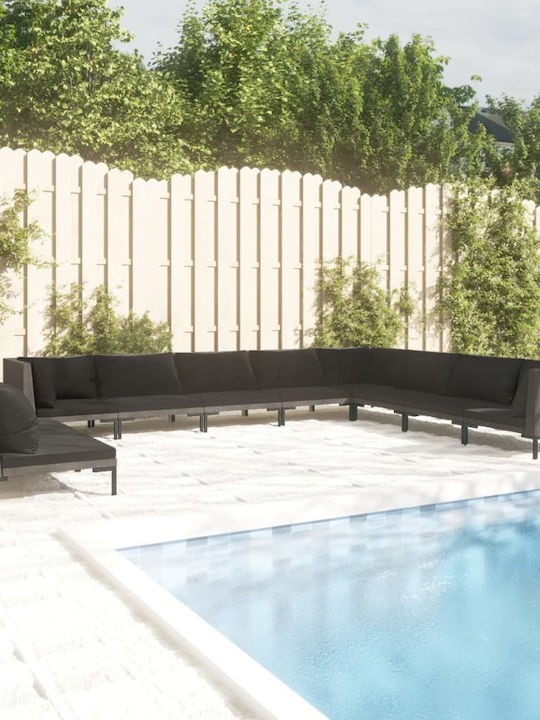 Σετ Σαλονιού Εξωτερικού Χώρου με Μαξιλάρια Σκούρο Γκρι 10τμχ 3099886 ...