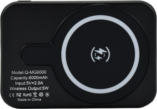 Andowl MagSafe Power Bank 6000mAh με Θύρα USB-A και Θύρα USB-C Μαύρο ...