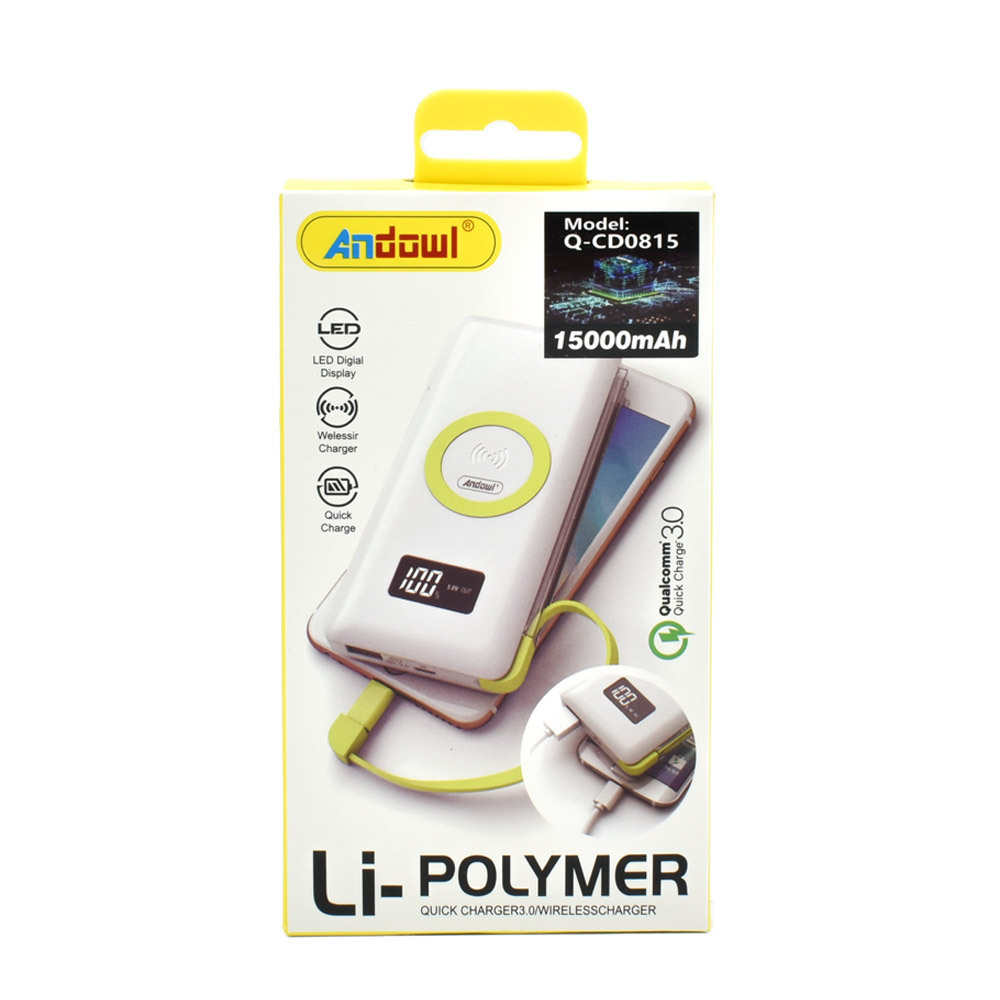 Andowl Power Bank 15000mAh 18W με Θύρα USB-C Λευκό | Skroutz.gr