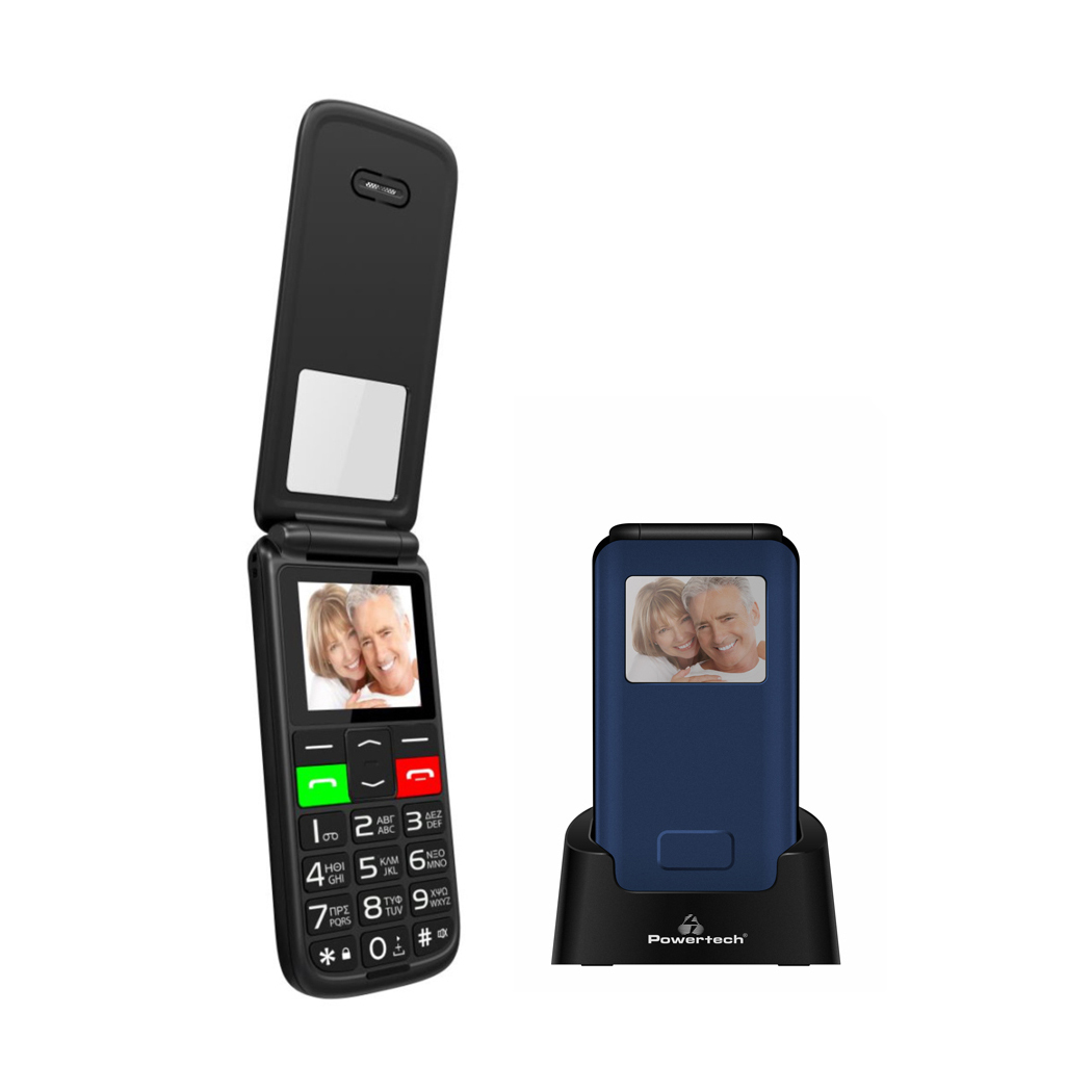 Powertech Sentry Flip Dual SIM Κινητό με Μεγάλα Κουμπιά Blue | Skroutz.gr