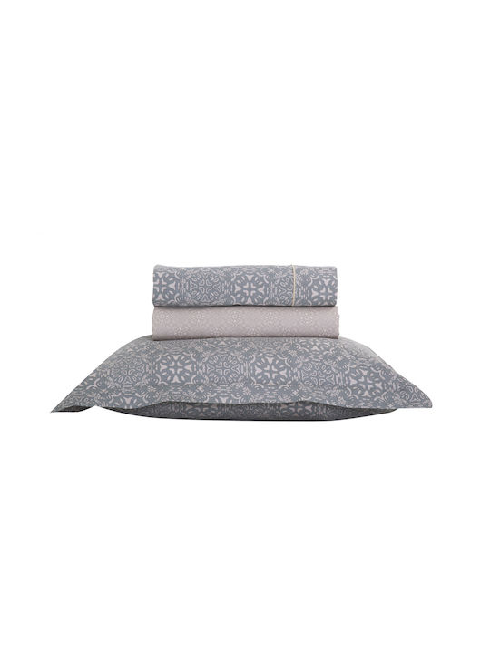 Nef-Nef Σετ Παπλωματοθήκη Βαμβακοσατέν Υπέρδιπλη με 2 Μαξιλαροθήκες 240x230 Atticus Grey Grey ...