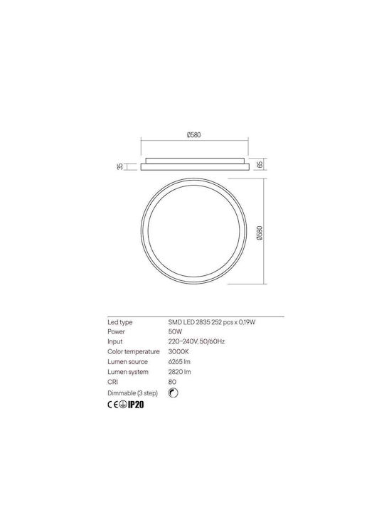 Redo Group Iconic Μοντέρνα Μεταλλική Πλαφονιέρα Οροφής με Ενσωματωμένο ...