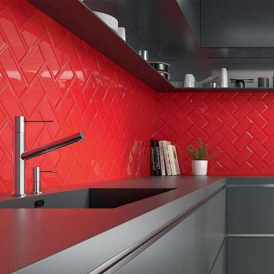 Ravenna Metro Kitchen Wall / Bathroom Gloss Ceramic Tile 20x10cm Red ...