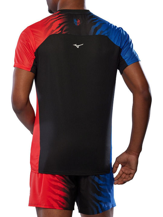 Mizuno Dryaeroflow Αθλητικό T-shirt Oni Red, Oni Blue J2GAC00599 ...
