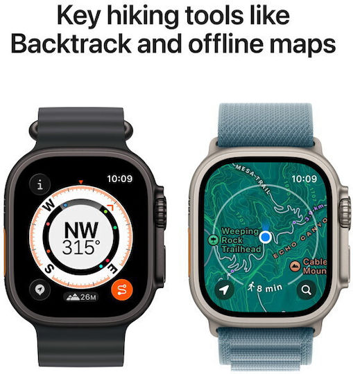 Apple Watch Ultra 3 Titanium 49mm Αδιάβροχο με eSIM και Παλμογράφο ...