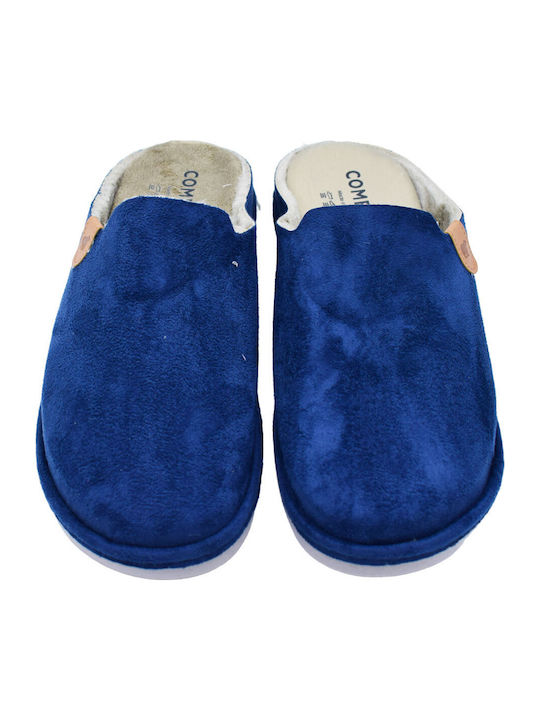 Comfy Anatomic Χειμερινές Ανδρικές Παντόφλες με Γούνα Μπλε 46954_E6AE ...