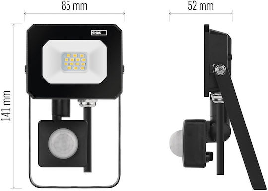 Emos Simpo Proiector LED 10W Alb Natural 4000K cu Senzor de Mișcare ...