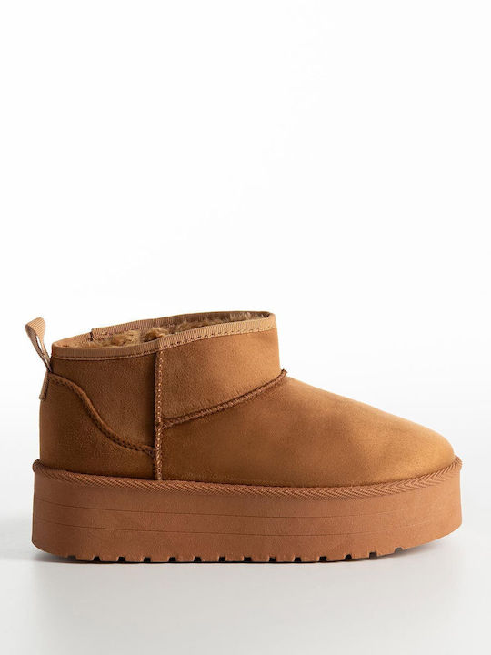 Bozikis Γυναικεία Μποτάκια Αστραγάλου με Γούνα Καφέ X26-301-6431-ΚΑΜΕΛ ...