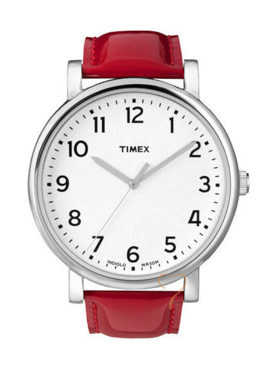 Timex Originals Easy Reader Red Leather Strap T2N385 | Skroutz.gr