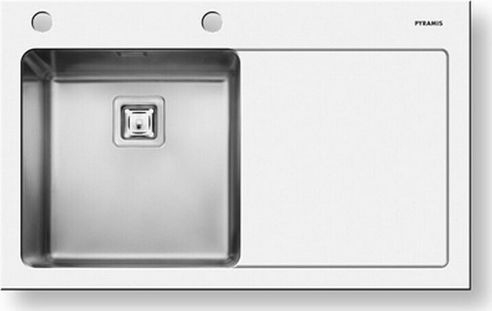 Pyramis Crystalon 1B 1D Αριστερός Ένθετος Νεροχύτης Μ86xΠ53cm White ...