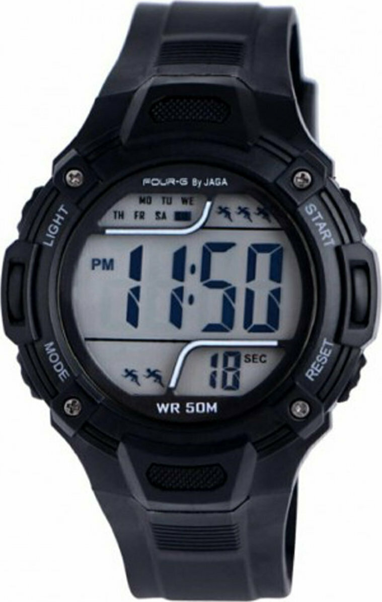 Jaga Ψηφιακό Ανδρικό Ρολόι 44mm Χρονογράφος Μπαταρίας με Μαύρο ...