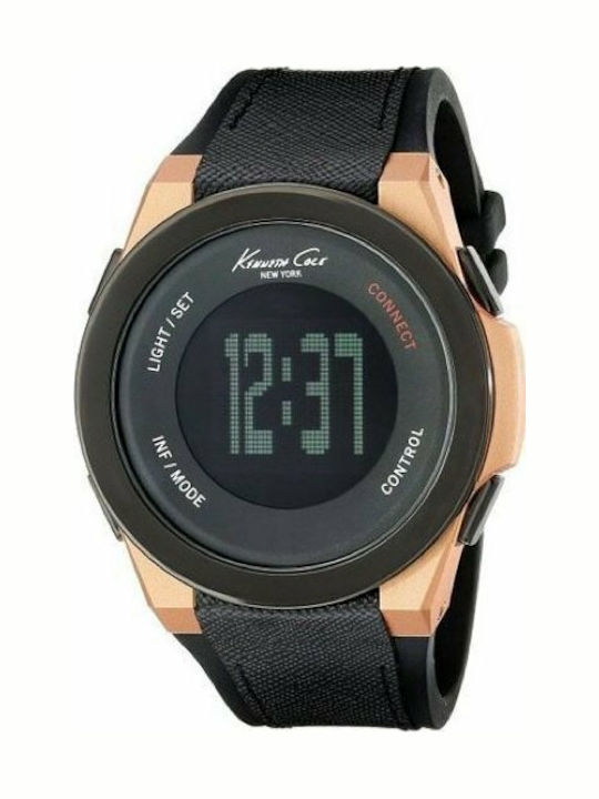 Kenneth Cole Ψηφιακό Ανδρικό Ρολόι 47mm Μπαταρίας με Μαύρο Καουτσούκ ...