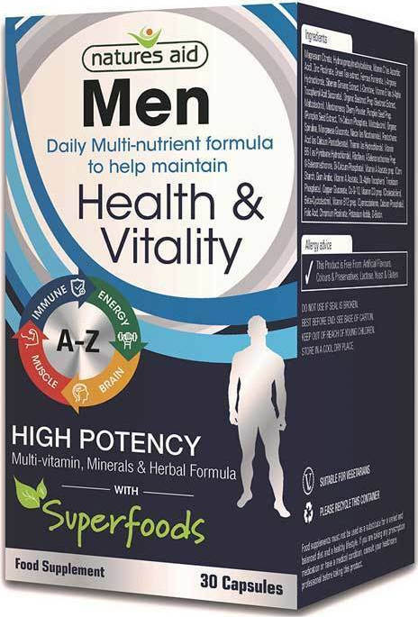 Natures Aid Men's Multi-Vitamins & Minerals Βιταμίνη 30 κάψουλες ...