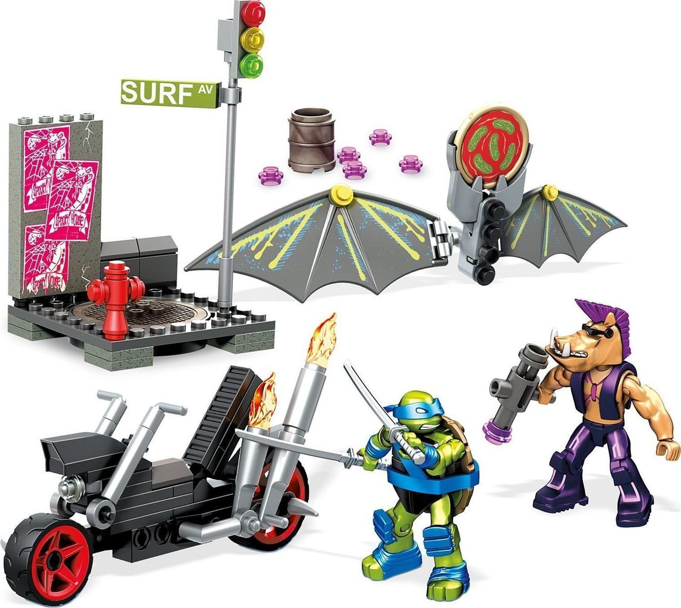 Mega Construx Teenage Mutant Ninja Turtles - Leo Turtle Glider Pursuit ...