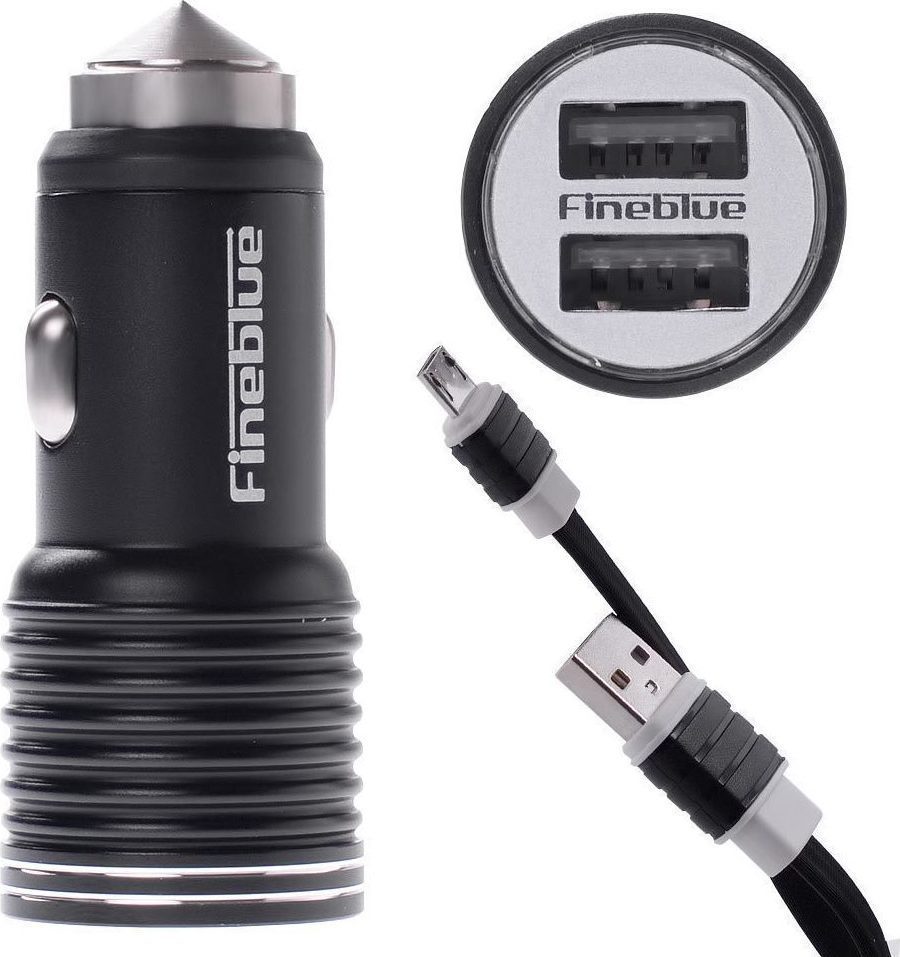 Fineblue Φορτιστής Αυτοκινήτου FRS-7 Dual USB Car Adapter 2.4A & Micro ...