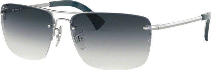 Ray Ban Ανδρικά Γυαλιά Ηλίου με Ασημί Μεταλλικό Σκελετό και Μπλε ...