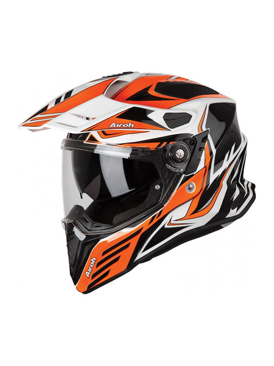 Airoh Commander Carbon Orange Κράνος Μηχανής On-Off 1430gr με Pinlock ...