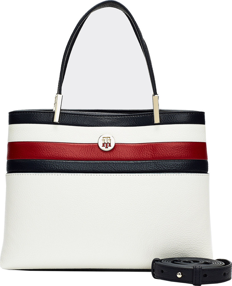 Tommy Hilfiger Th Core Med Satchel Corp Γυναικεία Τσάντα 'Ωμου σε Λευκό ...