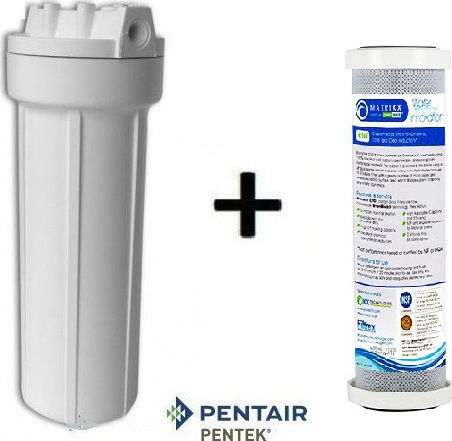 Pentair Slim Line Συσκευή Φίλτρου Νερού Μονή Κάτω Πάγκου / Κεντρικής Παροχής με Ανταλλακτικό ...