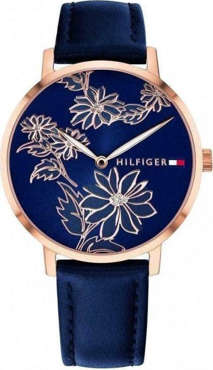 Tommy Hilfiger Floral Ρολόι με Navy Μπλε Δερμάτινο Λουράκι 1781918 ...