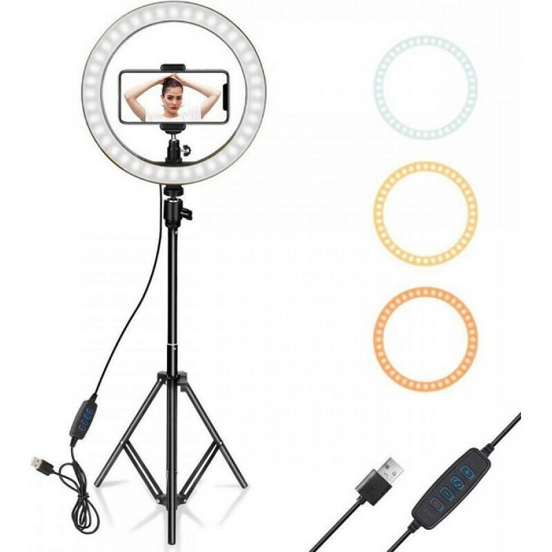 YQ-320A YQ-320A Ring Light 30cm 3200 - 5600K με Τρίποδο Δαπέδου και Βάση για Κινητό | Skroutz.gr
