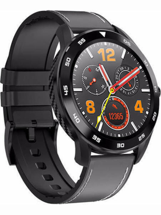 NO.1 DT98 Aluminium 46mm Smartwatch με Παλμογράφο (Black Leather ...