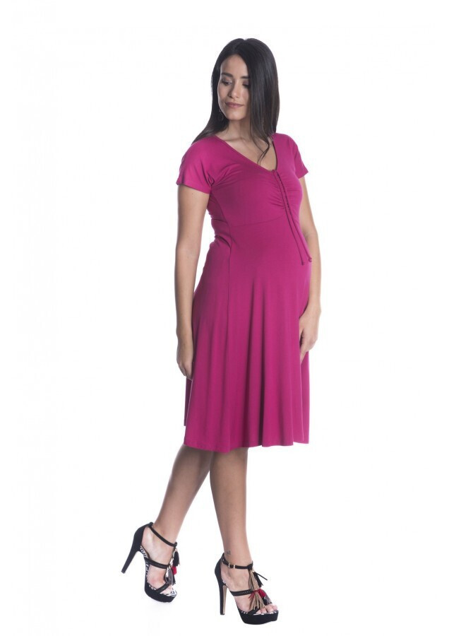 Omor 251.94.30 Κοντομάνικο Φόρεμα Εγκυμοσύνης Φούξια | Skroutz.gr