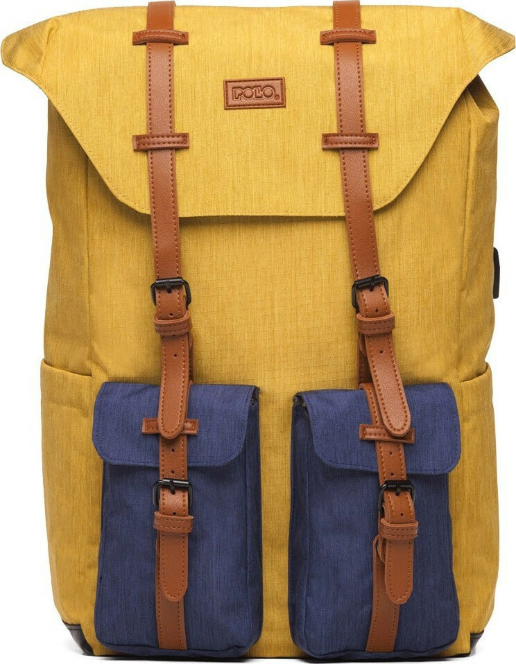 Polo Styller Υφασμάτινο Σακίδιο Πλάτης με Θύρα USB Κίτρινο 23lt 9-02 ...
