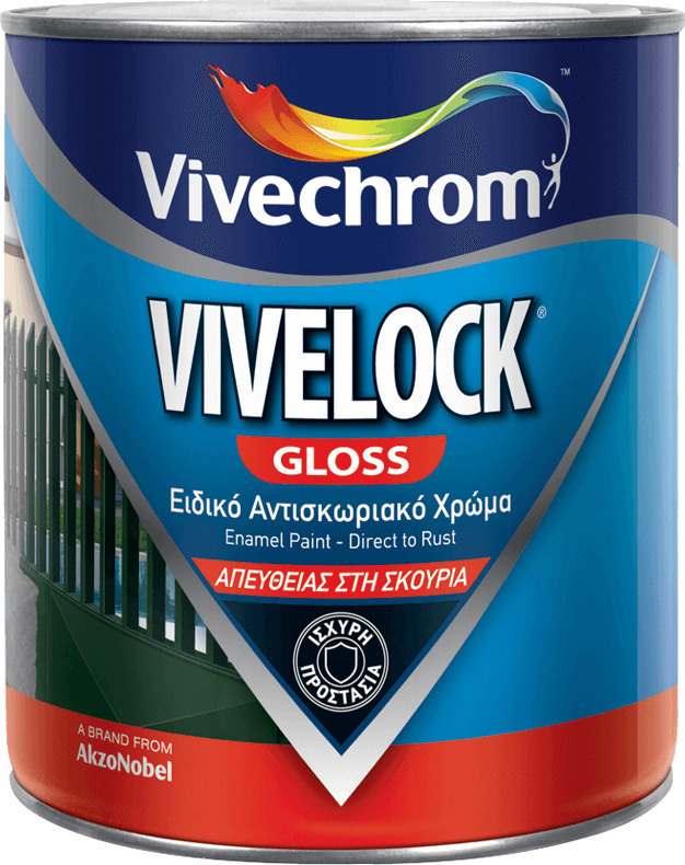Vivechrom Χρώμα Αντισκωριακό Διαλύτου Vivelock 0.75lt Βότσαλο ...