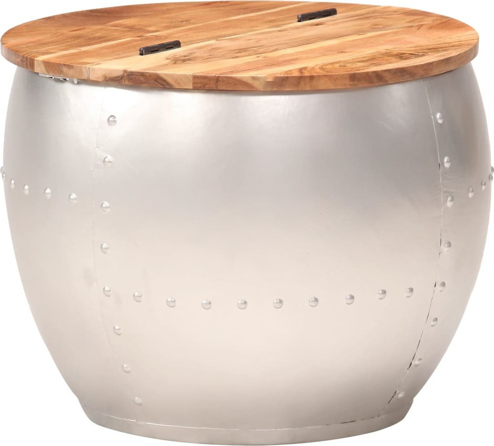 Στρογγυλό Τραπεζάκι Σαλονιού από Μασίφ Ξύλο 287485 Μ53xΠ53xΥ43εκ ...