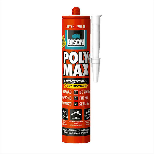 Bison Poly Max High Tack Express Σφραγιστική Σιλικόνη Αντιμουχλική Ξύλου Λευκή 280ml 22632 ...