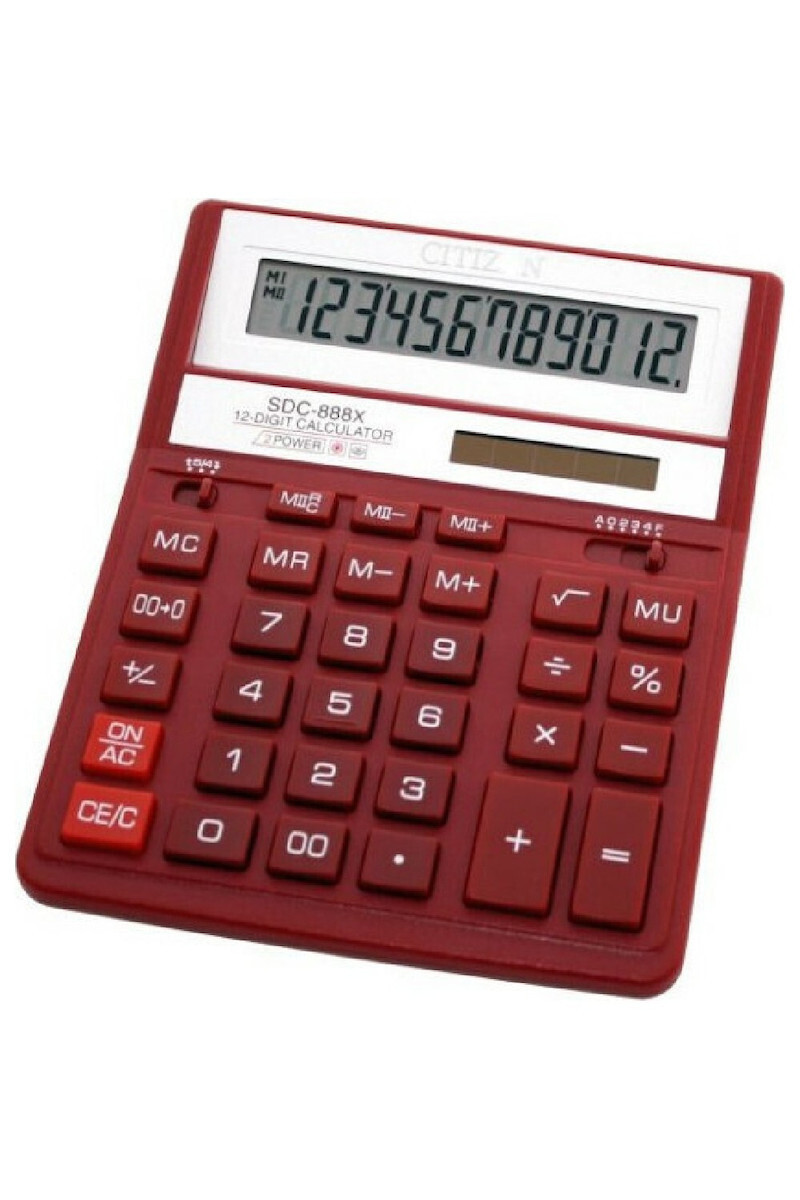 Citizen SDC-888X Αριθμομηχανή 12 Ψηφίων σε Κόκκινο Χρώμα SDC888XRD ...