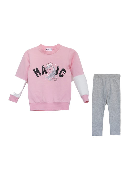 Nek Kids Wear Παιδικό Σετ με Κολάν Χειμερινό 2τμχ Ροζ Σετ Μπλούζα με ...