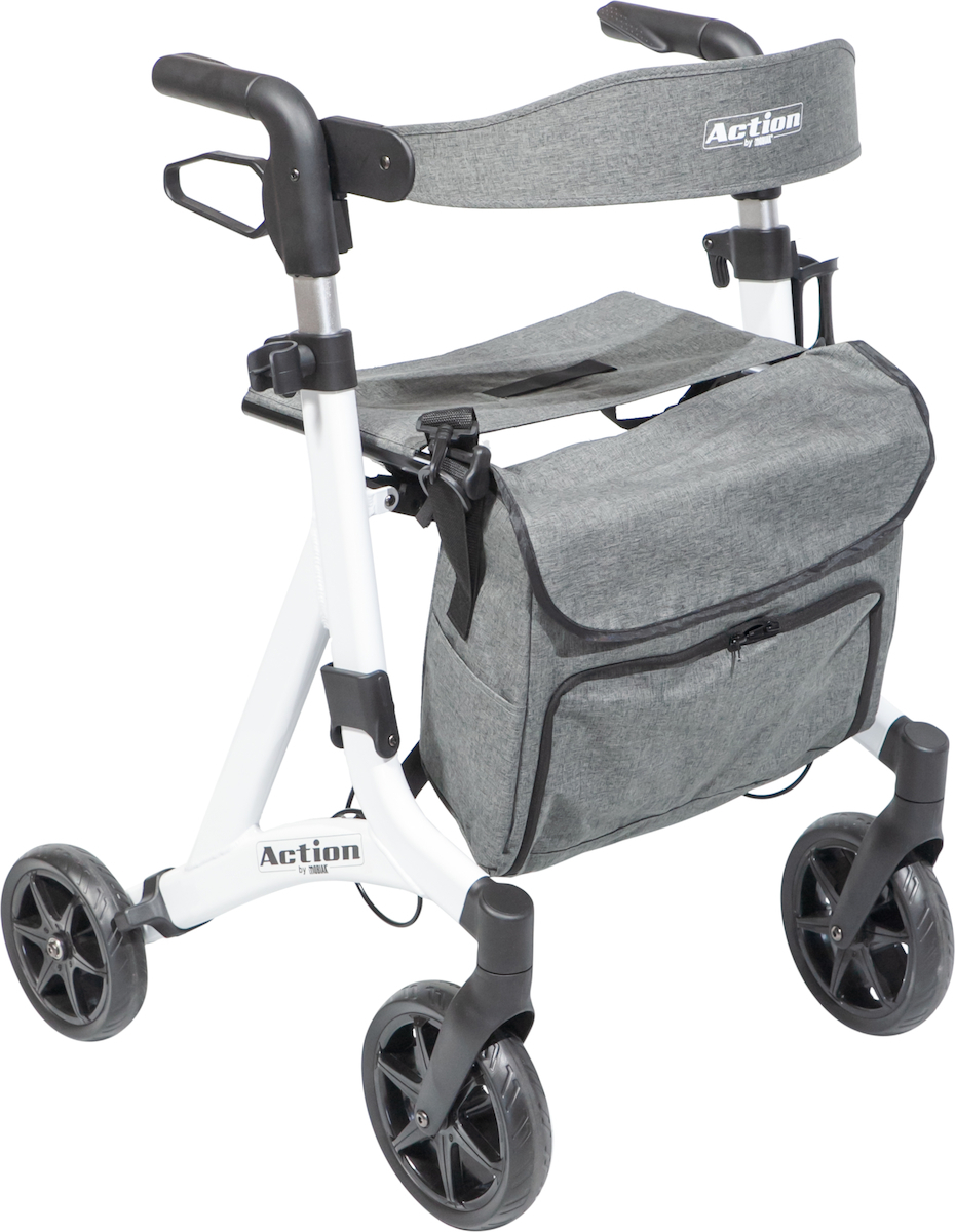 Mobiak Action Πτυσσόμενος Περιπατητήρας Rollator Αλουμινίου Λευκός ...