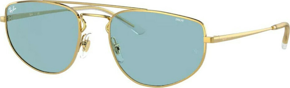 Ray Ban Γυαλιά Ηλίου με Χρυσό Μεταλλικό Σκελετό και Γαλάζιο Φακό RB3668 ...