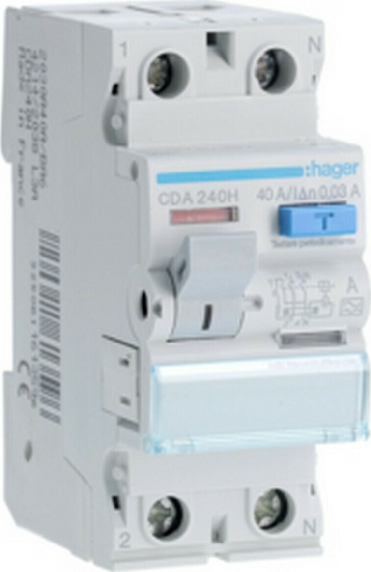 Hager A 40Α 30mA Ρελέ Ράγας Διαρροής 40A Διπολικό με Τάση 400V CDA240H ...