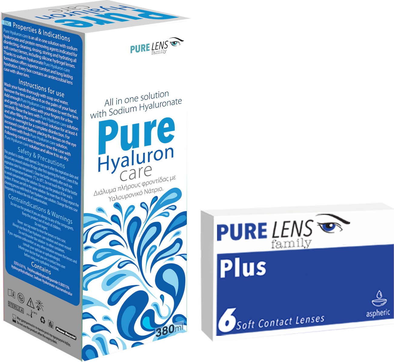 Pure Lens Plus 6 Μηνιαίοι Φακοί Επαφής Υδρογέλης & Pure Hyaluron Care ...