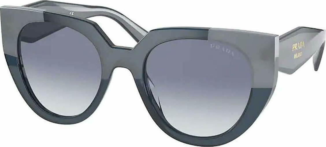 Prada Γυναικεία Γυαλιά Ηλίου με Γκρι Κοκκάλινο Σκελετό και Μπλε ...