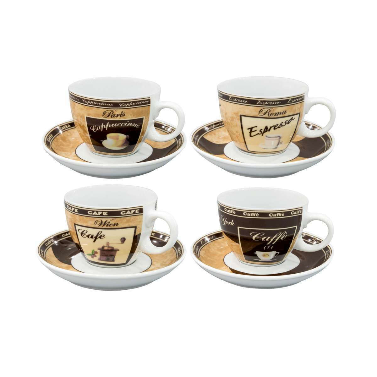 Art et Lumiere Capital Σετ Φλιτζάνια Cappuccino Κεραμικά Πολύχρωμα ...