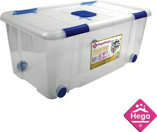 Hega Hogar Πλαστικό Κουτί Αποθήκευσης με Ρόδες και Καπάκι Διάφανο 73 ...