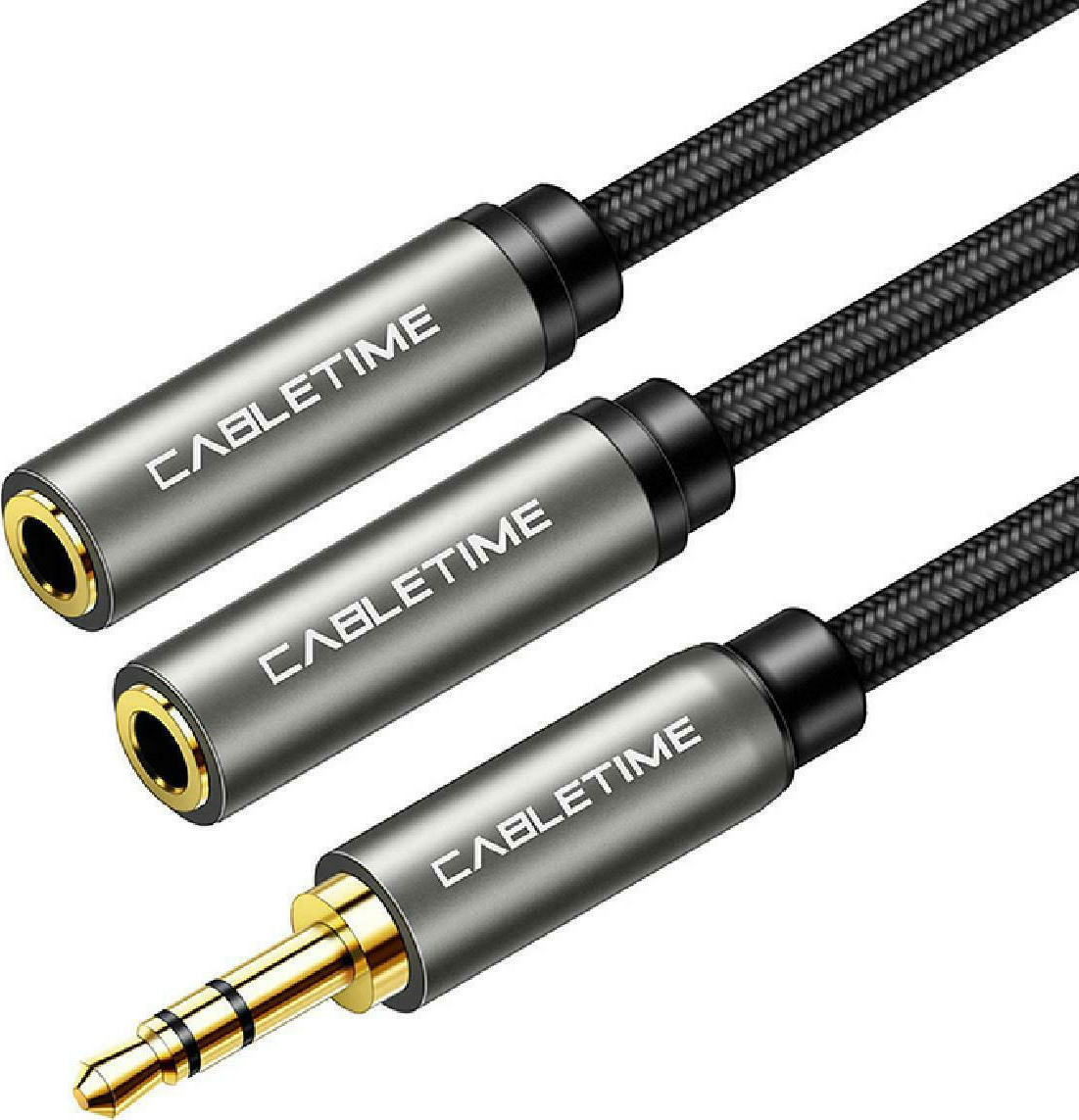 Cabletime 3.5mm male - 2x 3.5mm female 3pole 0.2m | Skroutz.gr