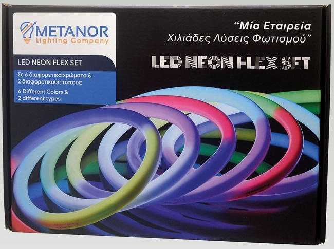 Metanor Αδιάβροχη Ταινία Neon Flex LED Θερμό Λευκό 2.5m με Τροφοδοτικό ...
