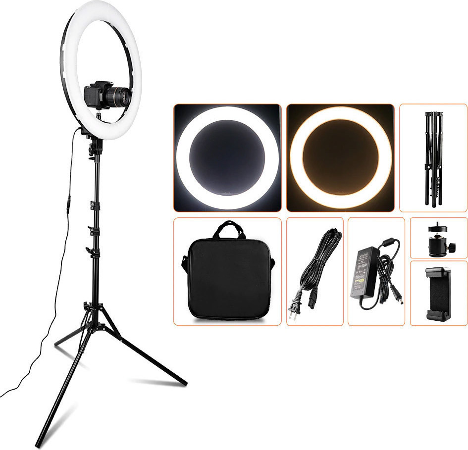 Ring Light RL-18 46cm με Τρίποδο και Βάση για κινητό - Skroutz.gr