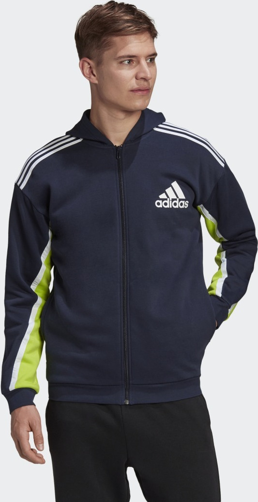 Adidas Ανδρική Φούτερ Ζακέτα με Κουκούλα και Τσέπες Legend Ink / Semi ...